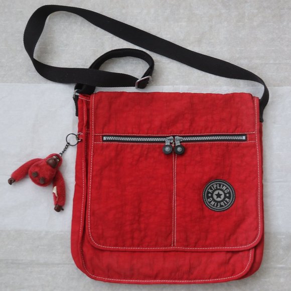 Kipling | Bags | Kipling Red Black Messenger Bag Reiss With Monkey ...